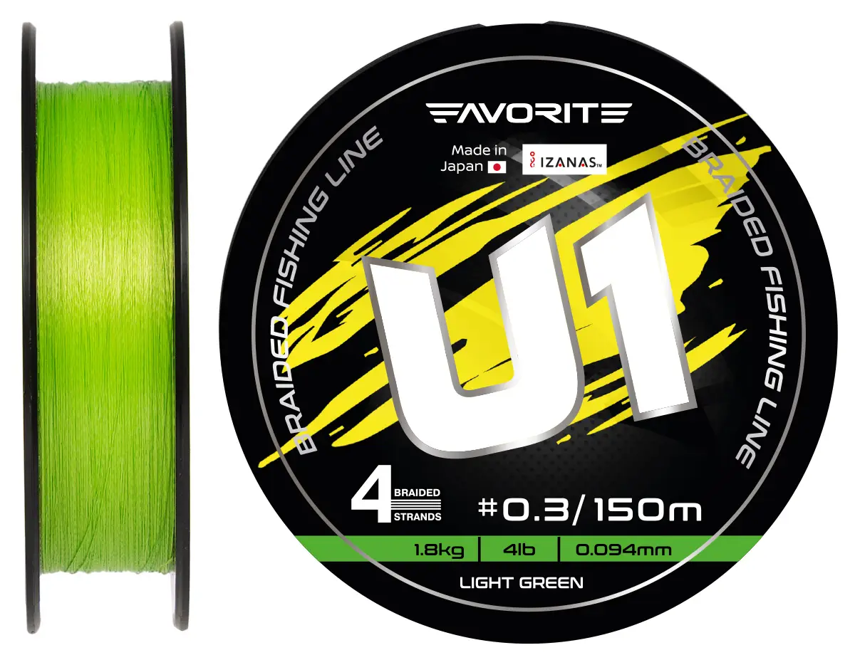 Шнур Favorite U1 PE 4x 0.270mm 150m Light Green | Магазин INTERKRILL